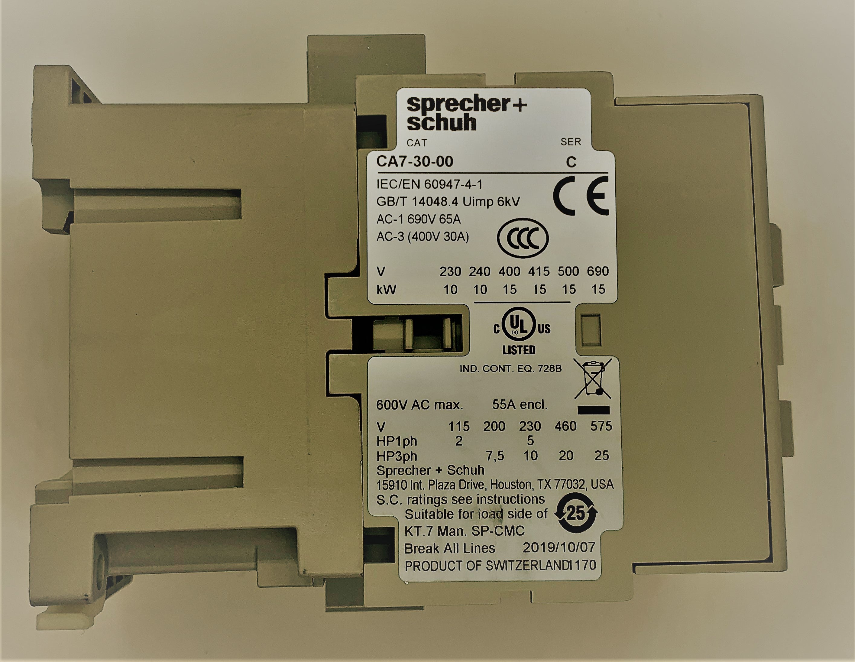 S+S Contactor 30A, 480VAC Coil, 1NO Aux Contact – Electram